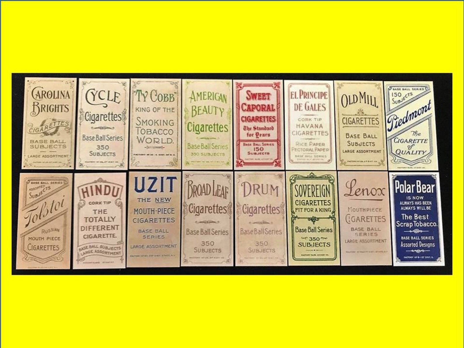 T206 Rare Backs Cigarette Tobacco All 16 Card Rare Backs Reprint ...