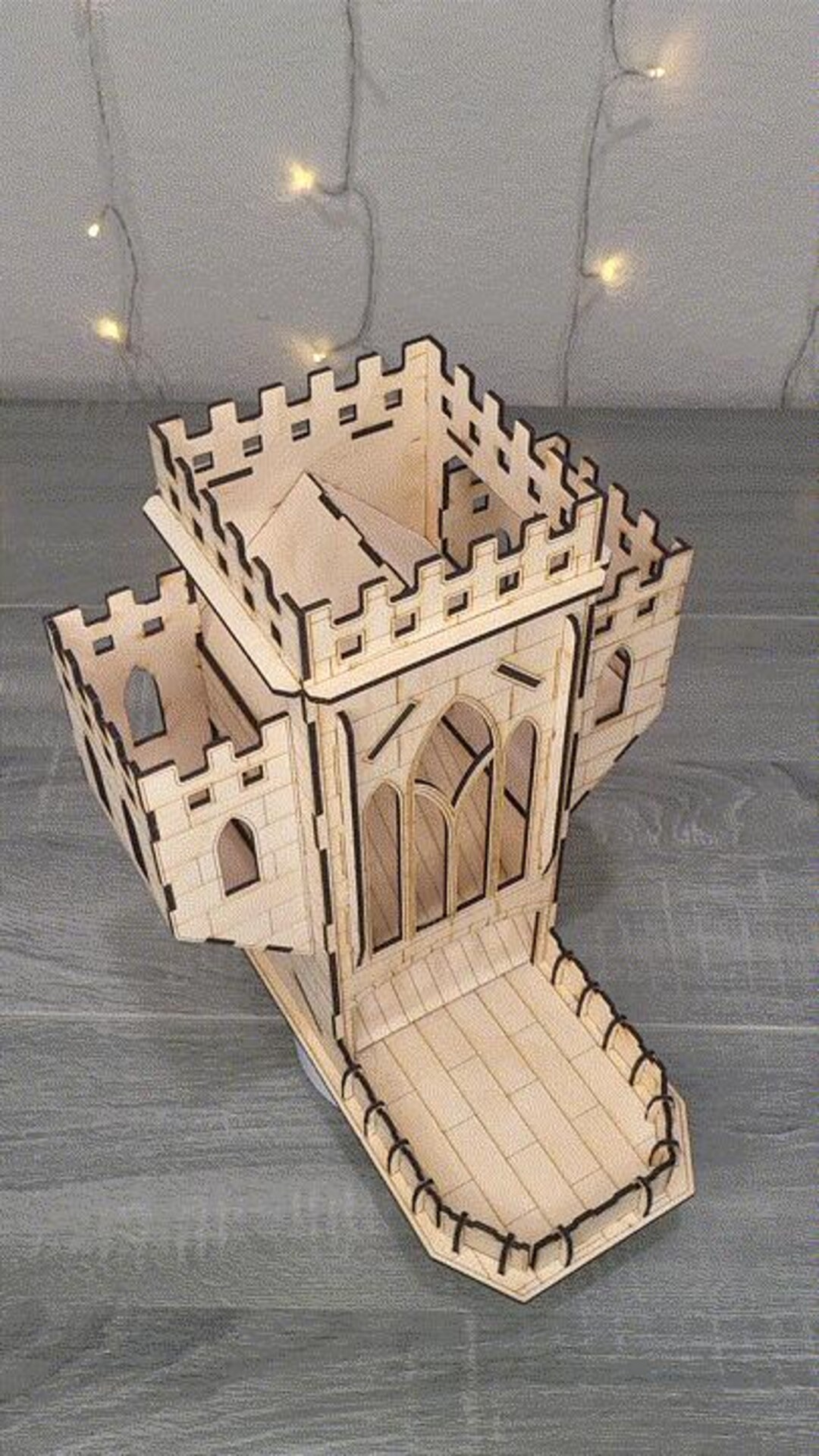 Large Wooden Dice Tower - Regal Castle/cathedral Themed - Laser ...