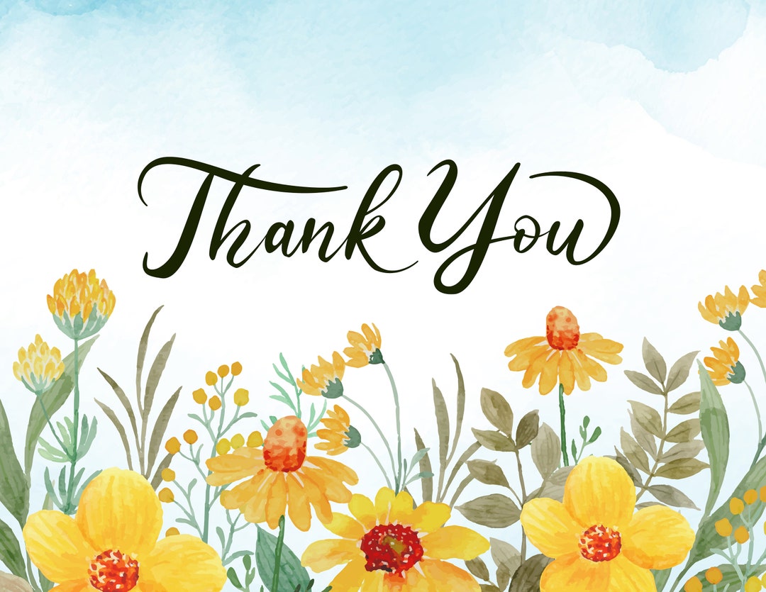 Yellow Wildflowers Thank You Note Card Birthday Thanks, Christmas ...