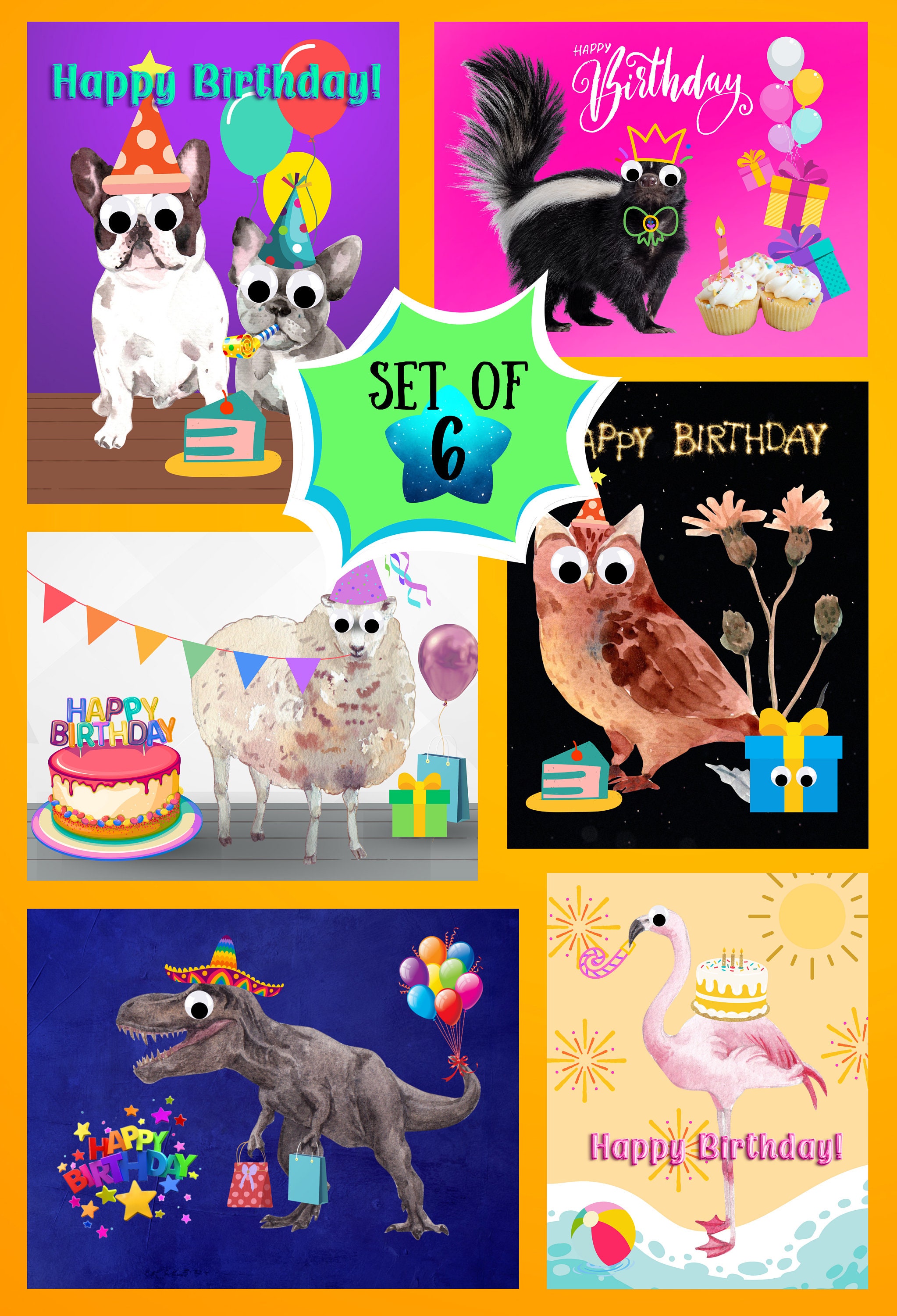 Happy Birthday Skunk Funny Animal Birthday Card or Party Invitation for ...