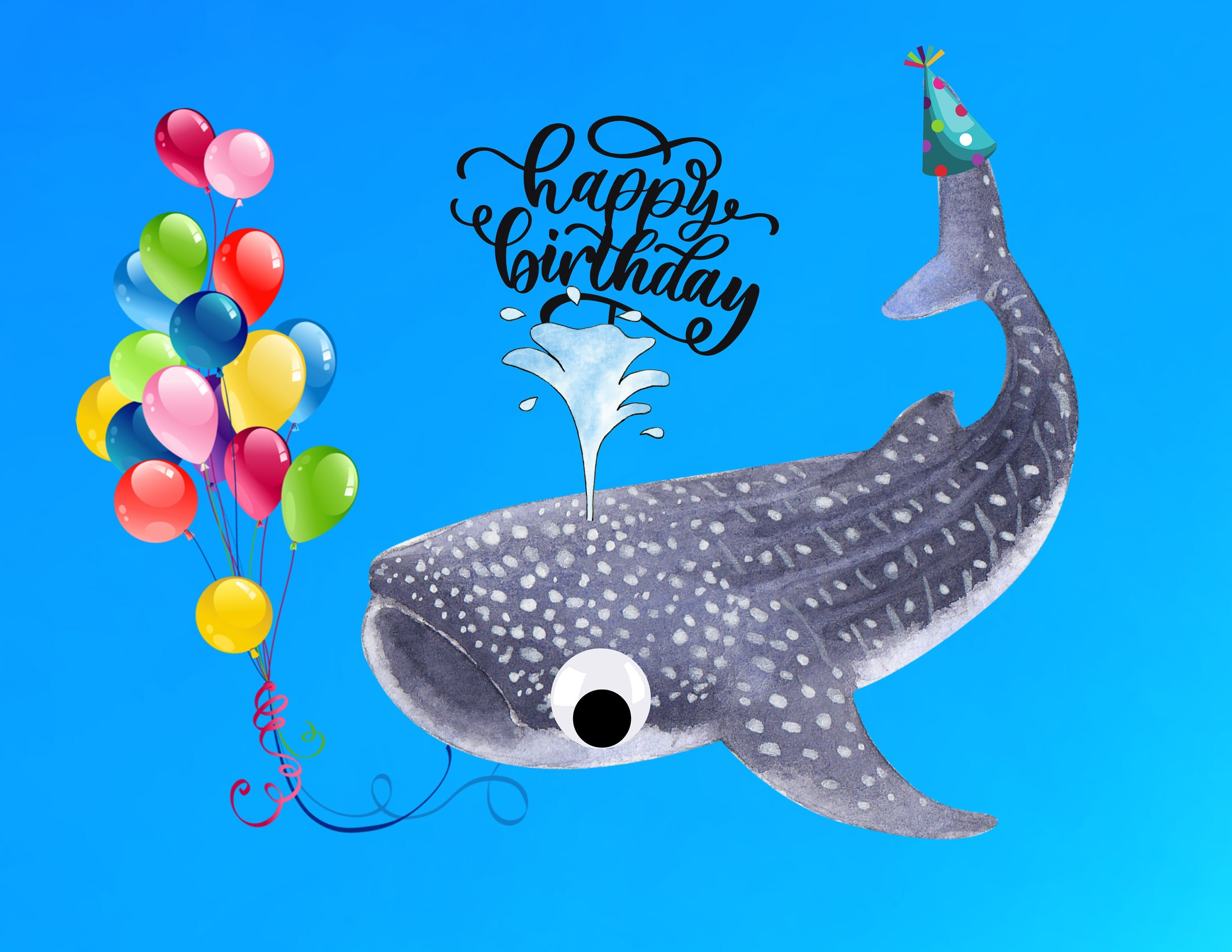 Happy Birthday Whale Funny Birthday Card or Party Invitation - Etsy