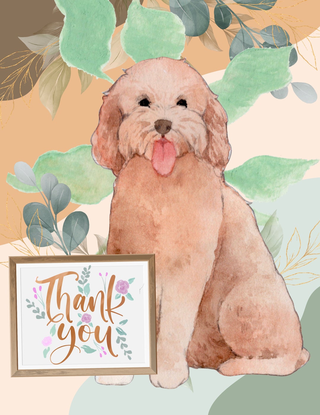 Goldendoodle Dog Thank You Card Baby Shower, Wedding, Christmas Gift ...