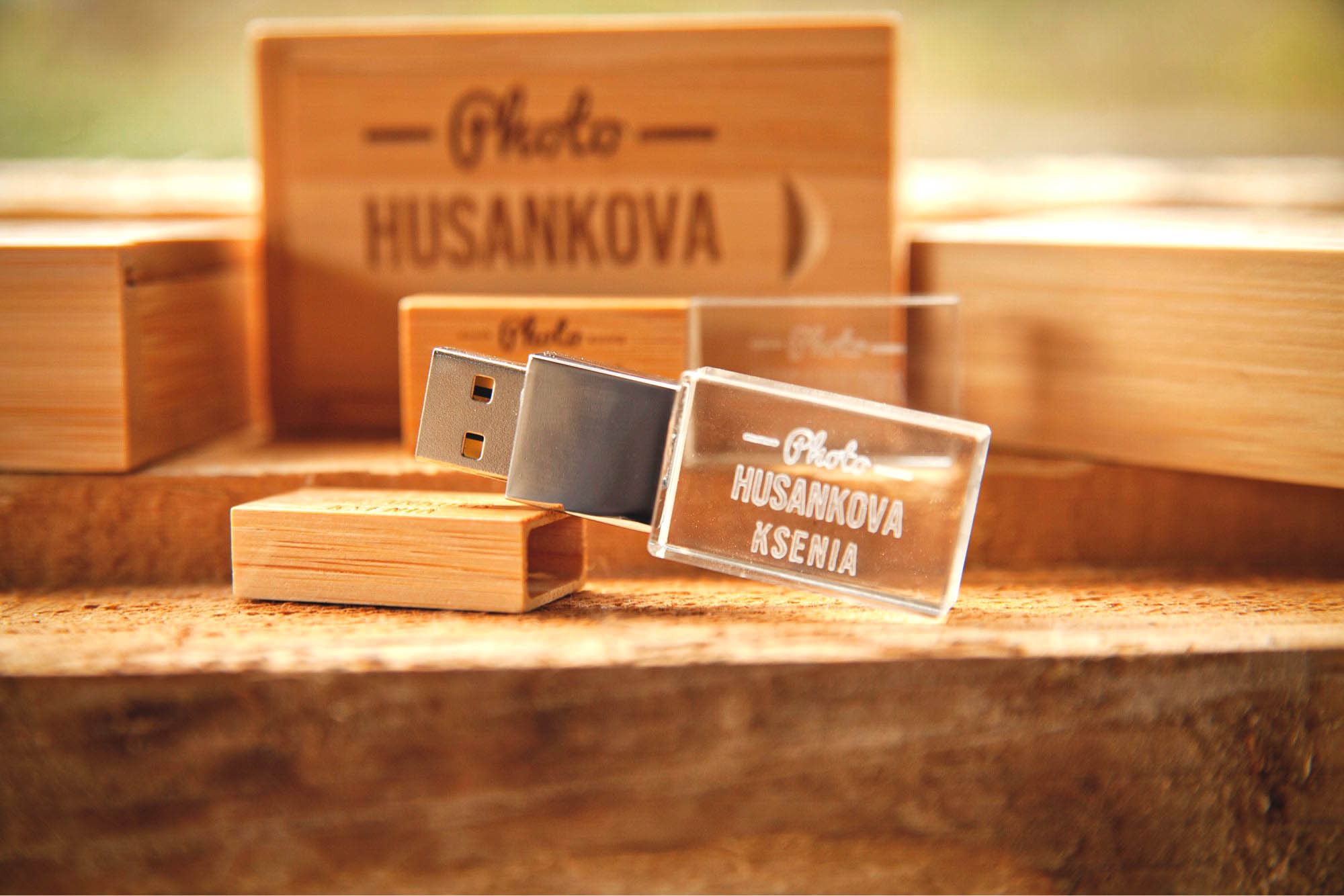 Custom Printed Wooden Crystal USB Flash Drive Personalized - Etsy
