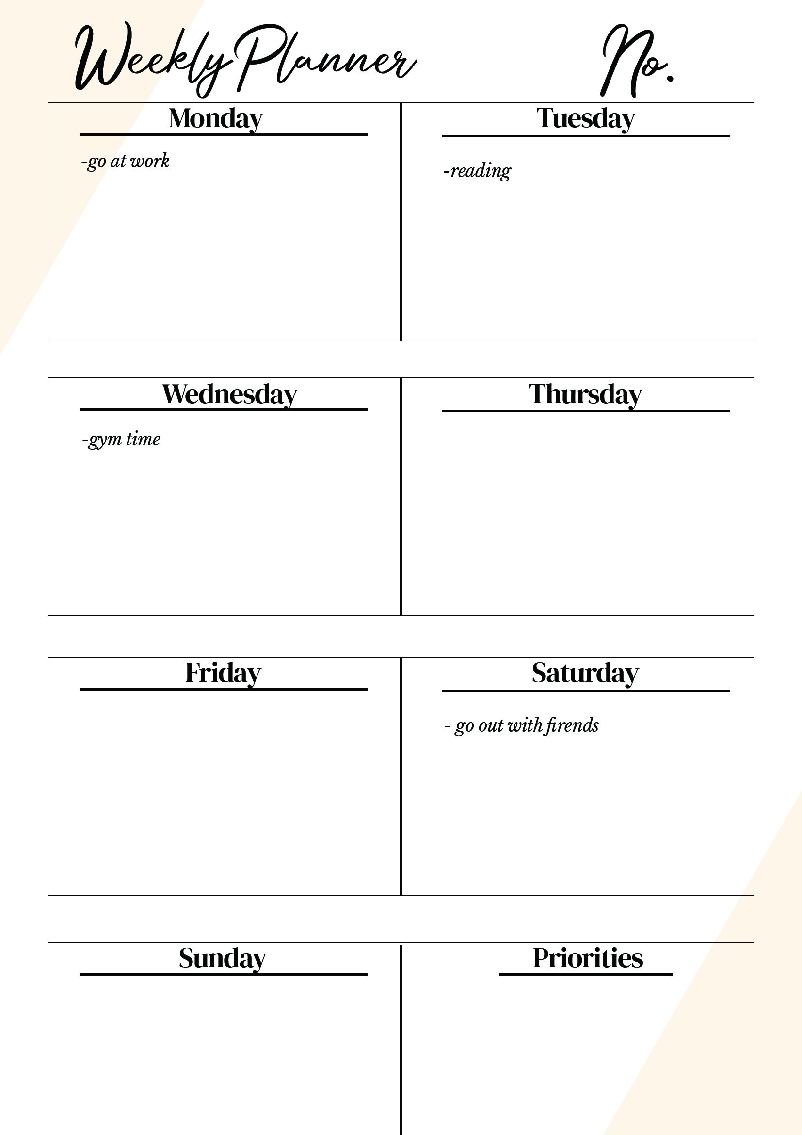 Weekly Planner Minimalist Printable, Digital Download, Daily to Do List ...