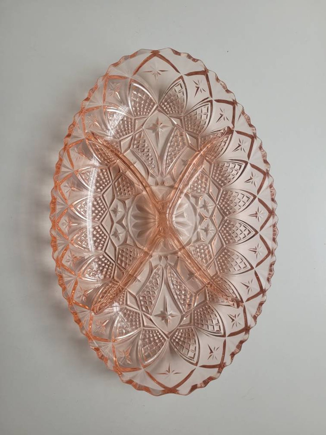 Gorgeous Geometric Pink Glass Tray From 1930's. This Authentic French ...