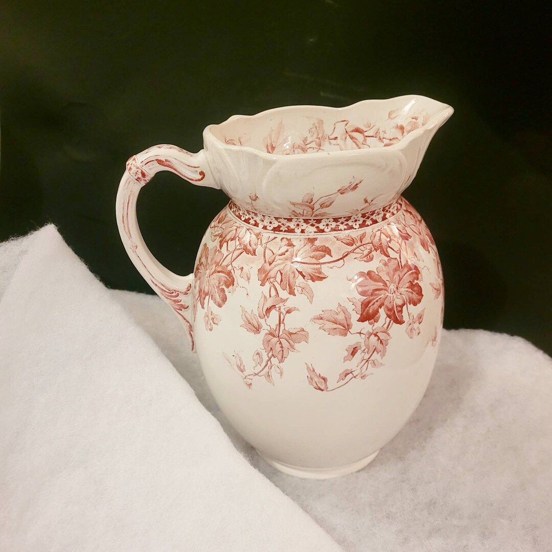 19th' Very Beautiful and Large French Bath Pitcher Model Clematis of ...
