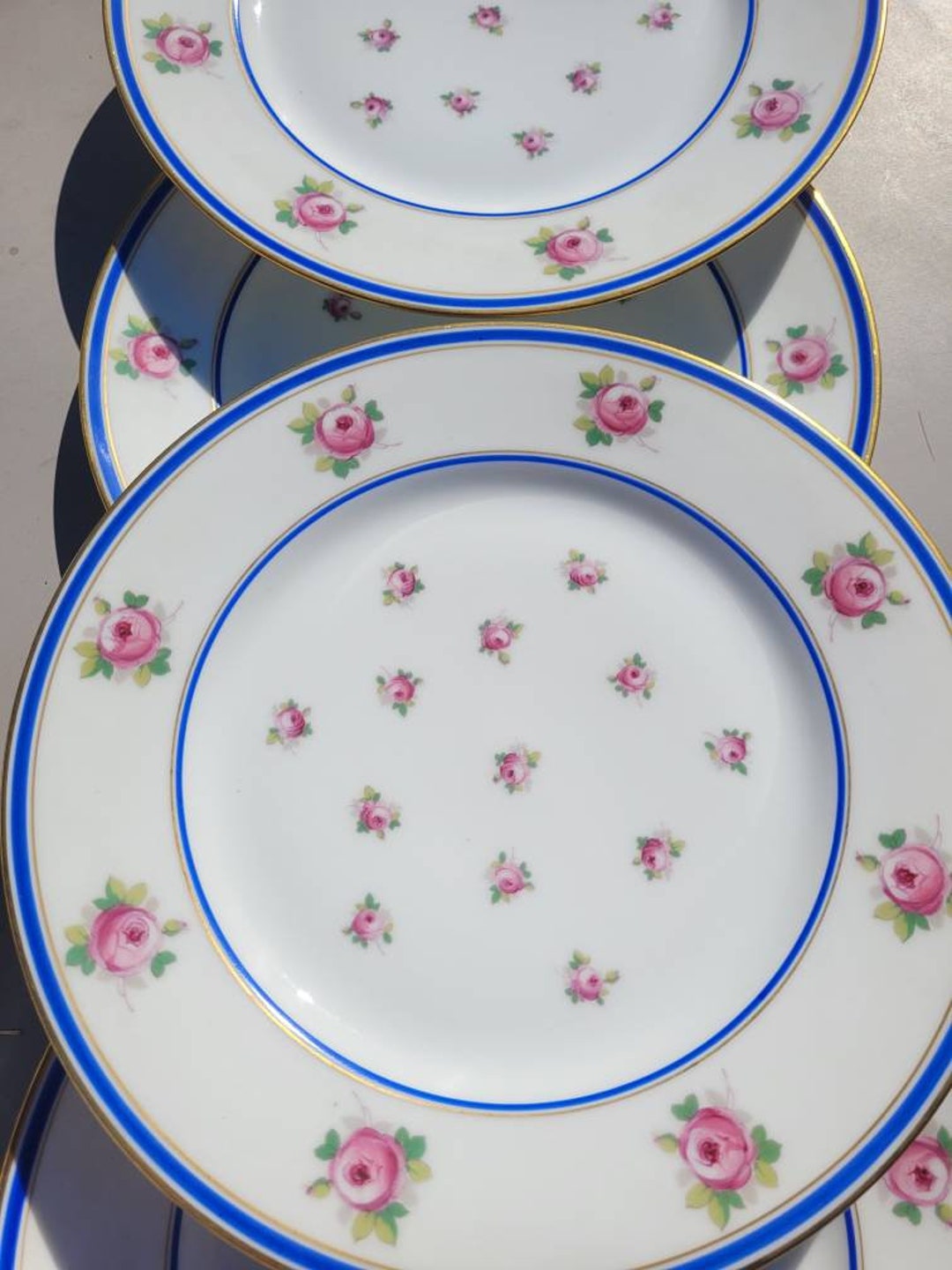 5 Vintage French Dinner Plates / 5 Large Plates French Porcelain Brand ...