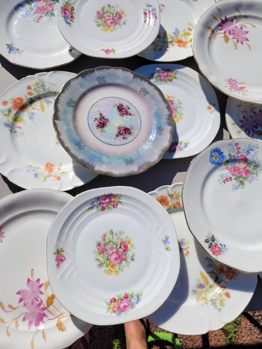 9 Mix and Match Porcelain Dessert Plates and a Floral Pattern Dish - Etsy