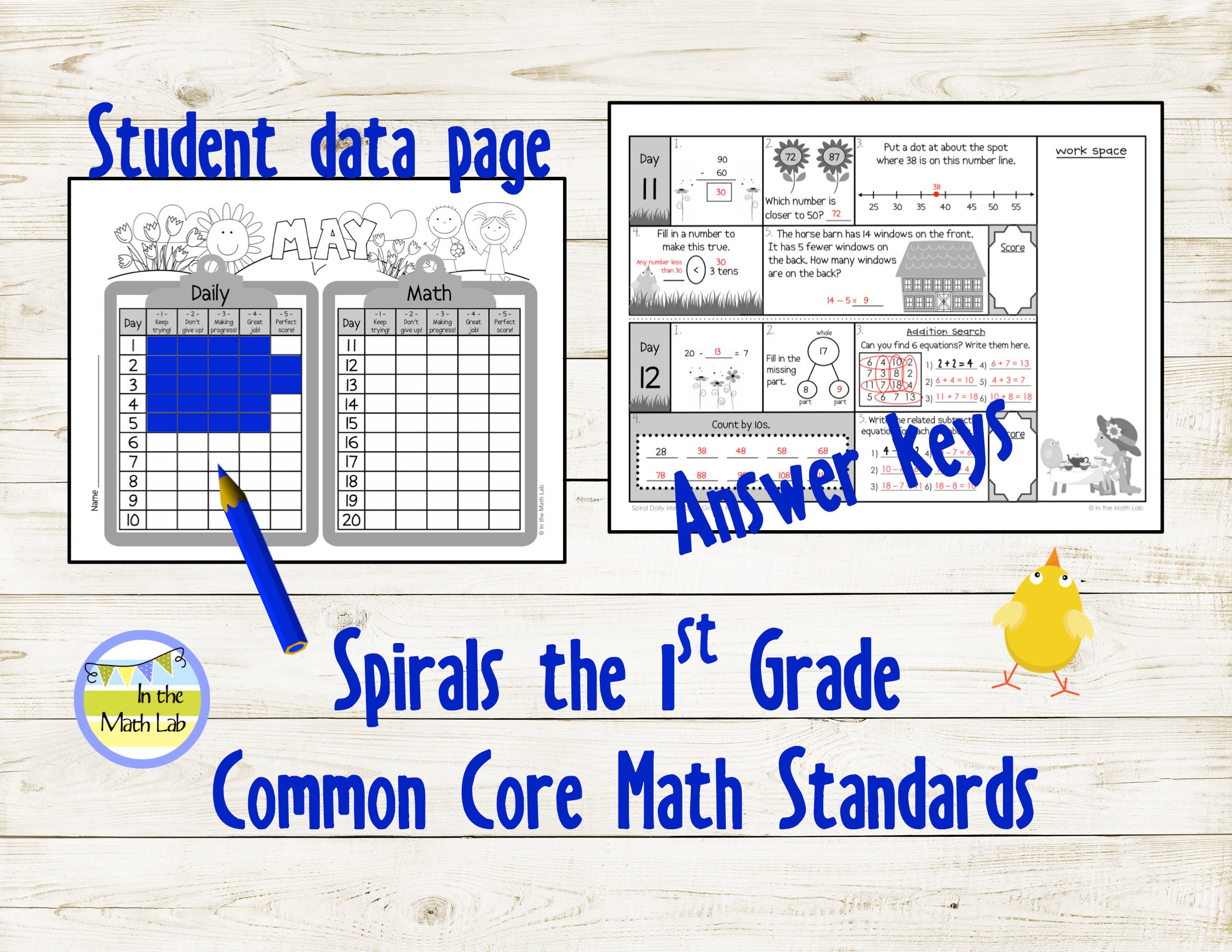 1st Grade Spiral Daily Math Practice Printable Worksheet Packet MAY ...