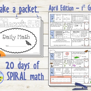 1st Grade Spiral Daily Math Practice Printable Worksheet Packet APRIL ...