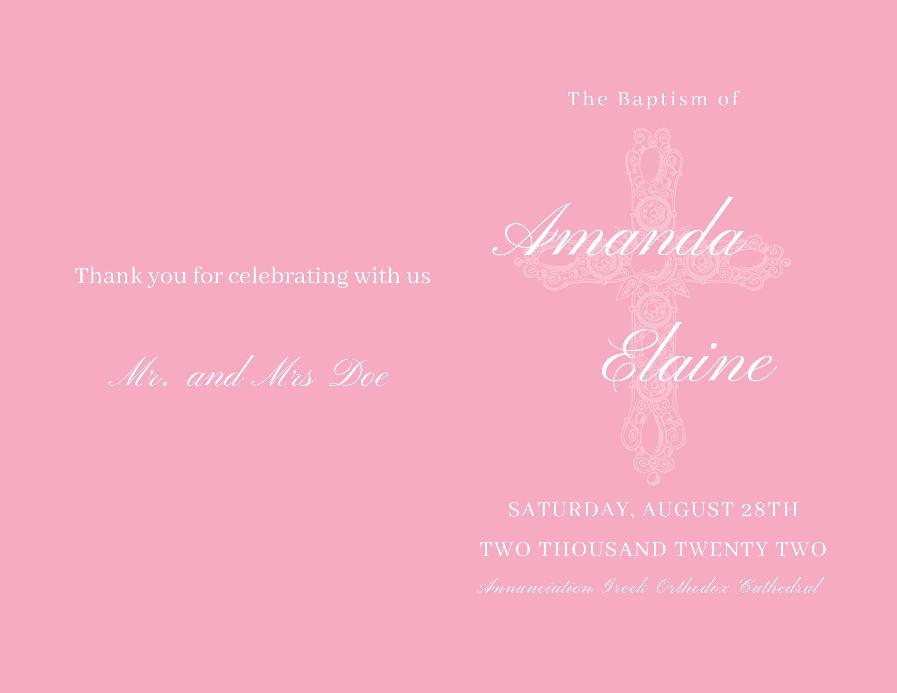 Pink Greek Orthodox Baptism Program Template, Customize, Download and ...