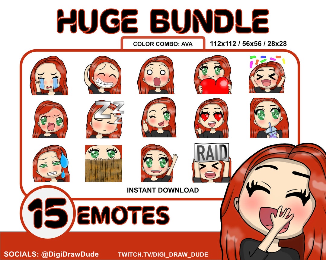 Twitch Emote Red Hair Green Eyes - Etsy