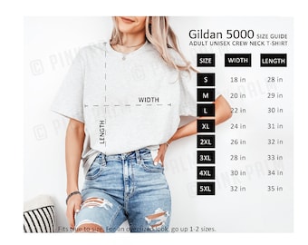 Gildan 5000 Size Chart, Unisex G5000 Size Chart, Gildan Sizing Guide ...