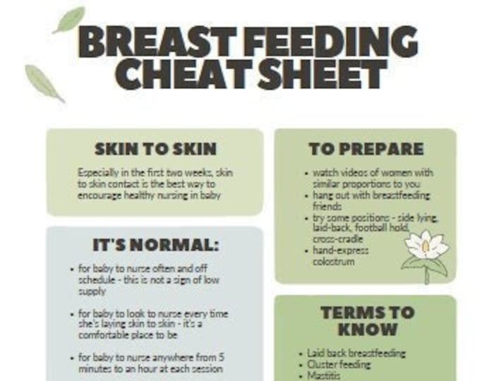 Breastfeeding Cheat Sheet *COMMERCIAL USE*- Doula, Midwife ...
