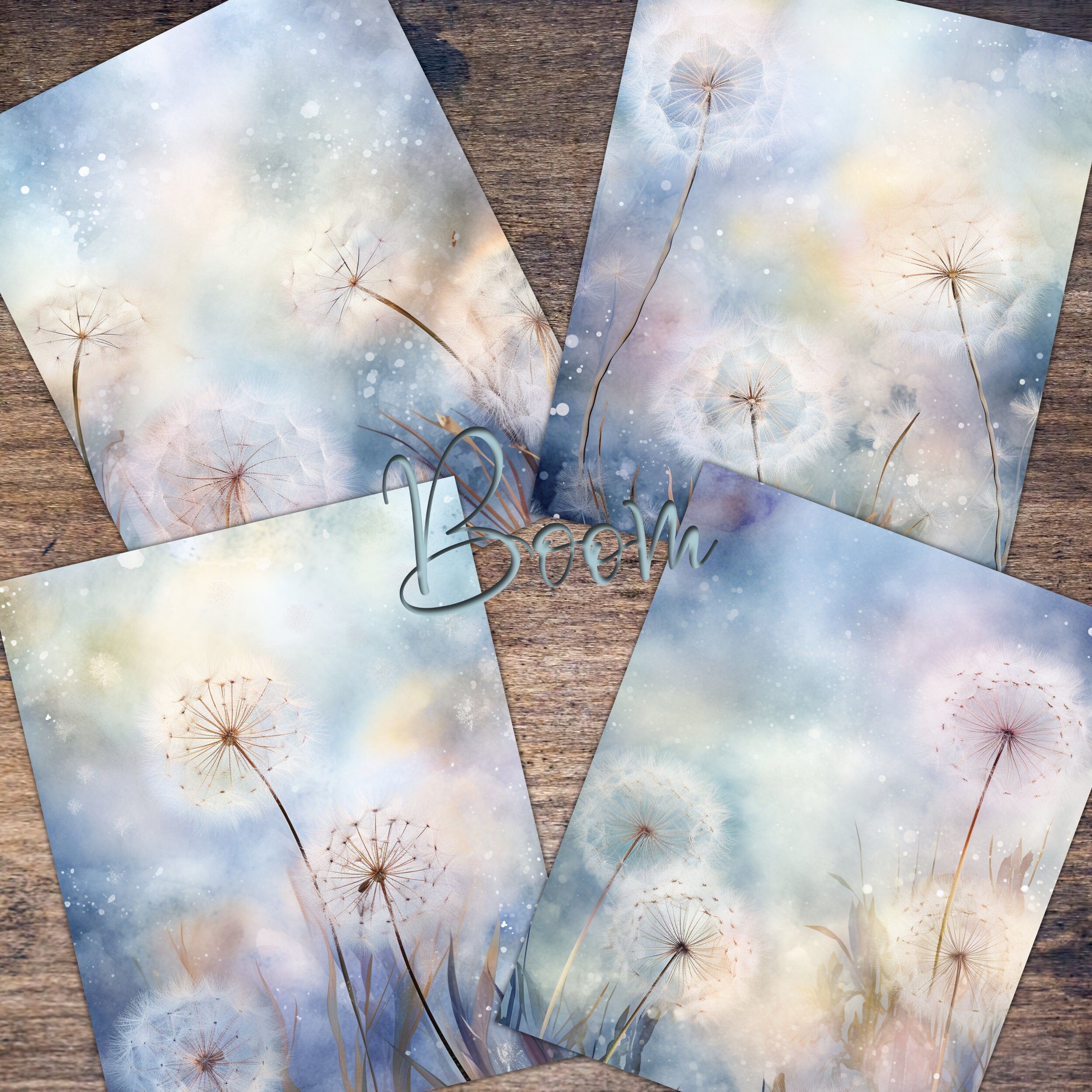 Dreamy Dandelion Seeds Digital Papers, 8.5 X 11, Scrapbooking Flowers ...