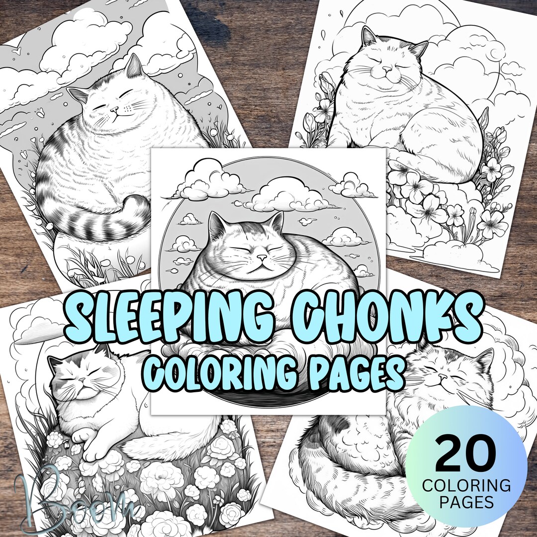 Sleeping Chonks, Sleeping Cats Coloring Pages, Cats Coloring Pages, 20 ...