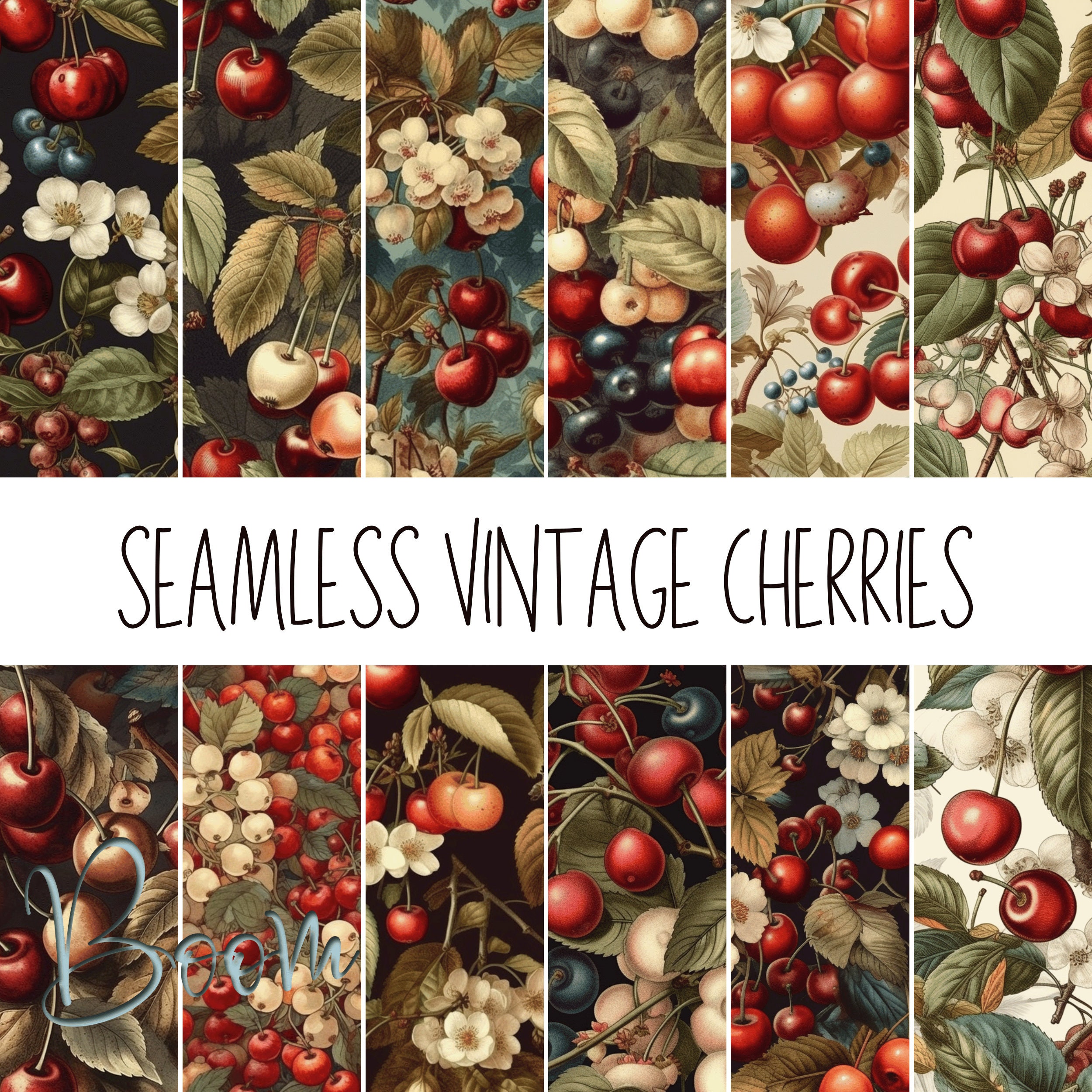Seamless Vintage Cherries Seamless Pattern Seamless - Etsy