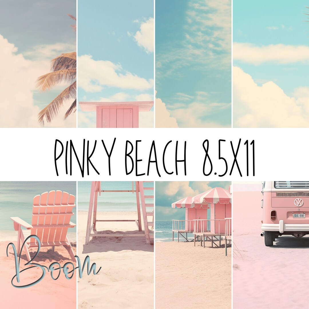 Retro Pinky Beach Scene, Retro Beach, Beach Vacation Pattern, Digital ...