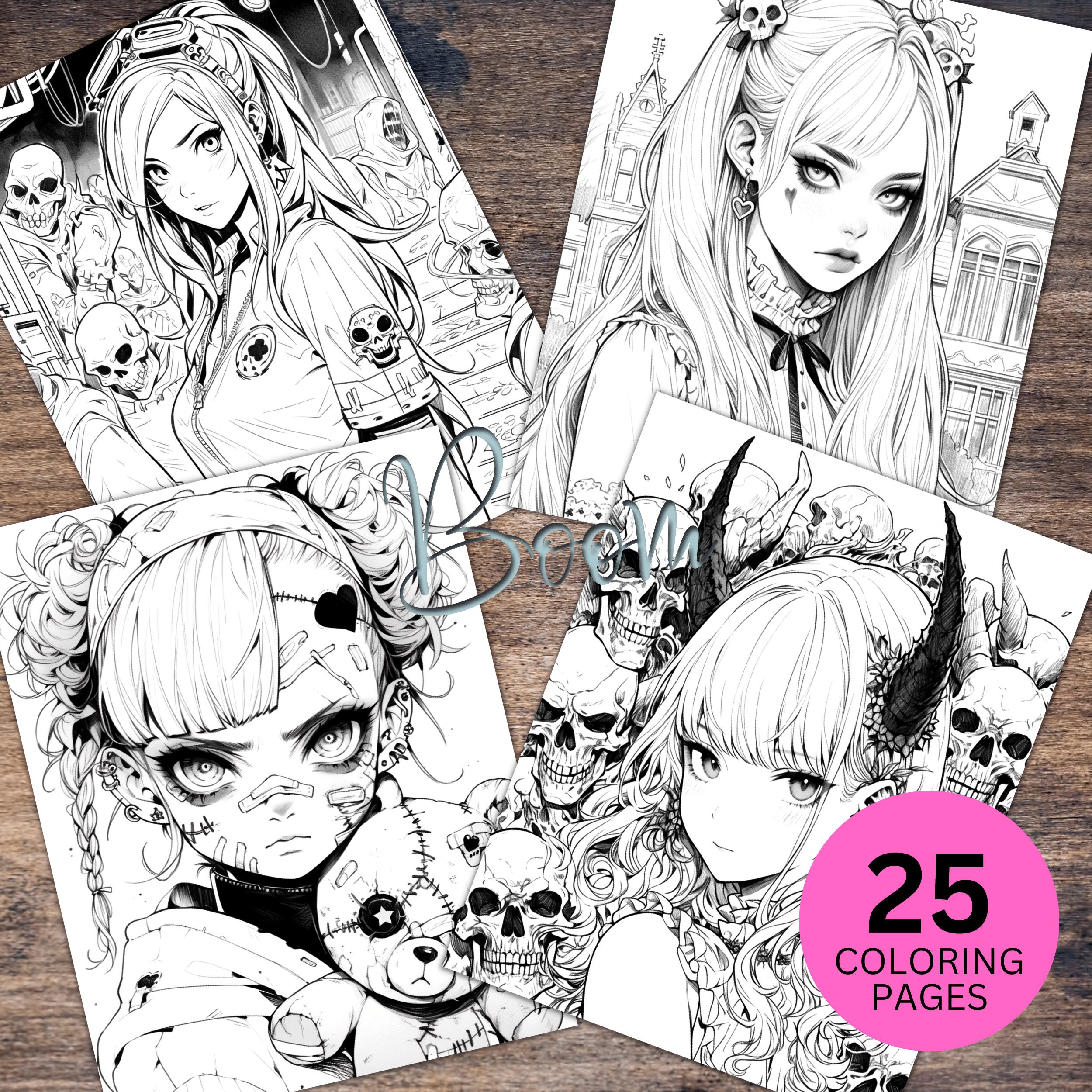 Halloween Anime Girls for Teens or Adults Anime Coloring - Etsy