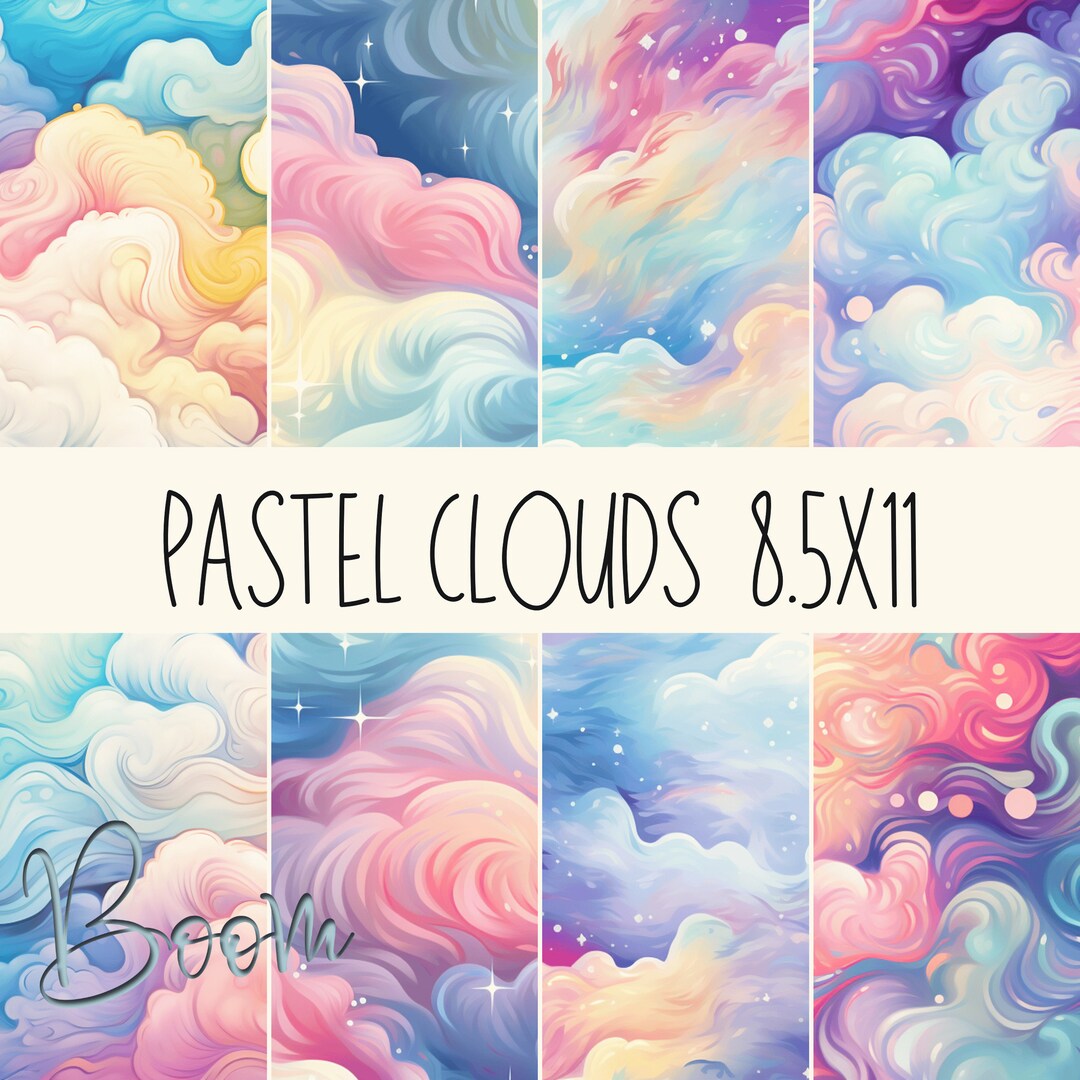 Pastel Psychedelic Clouds, Pastel Clouds, Digital Paper, 8.5 X 11 ...