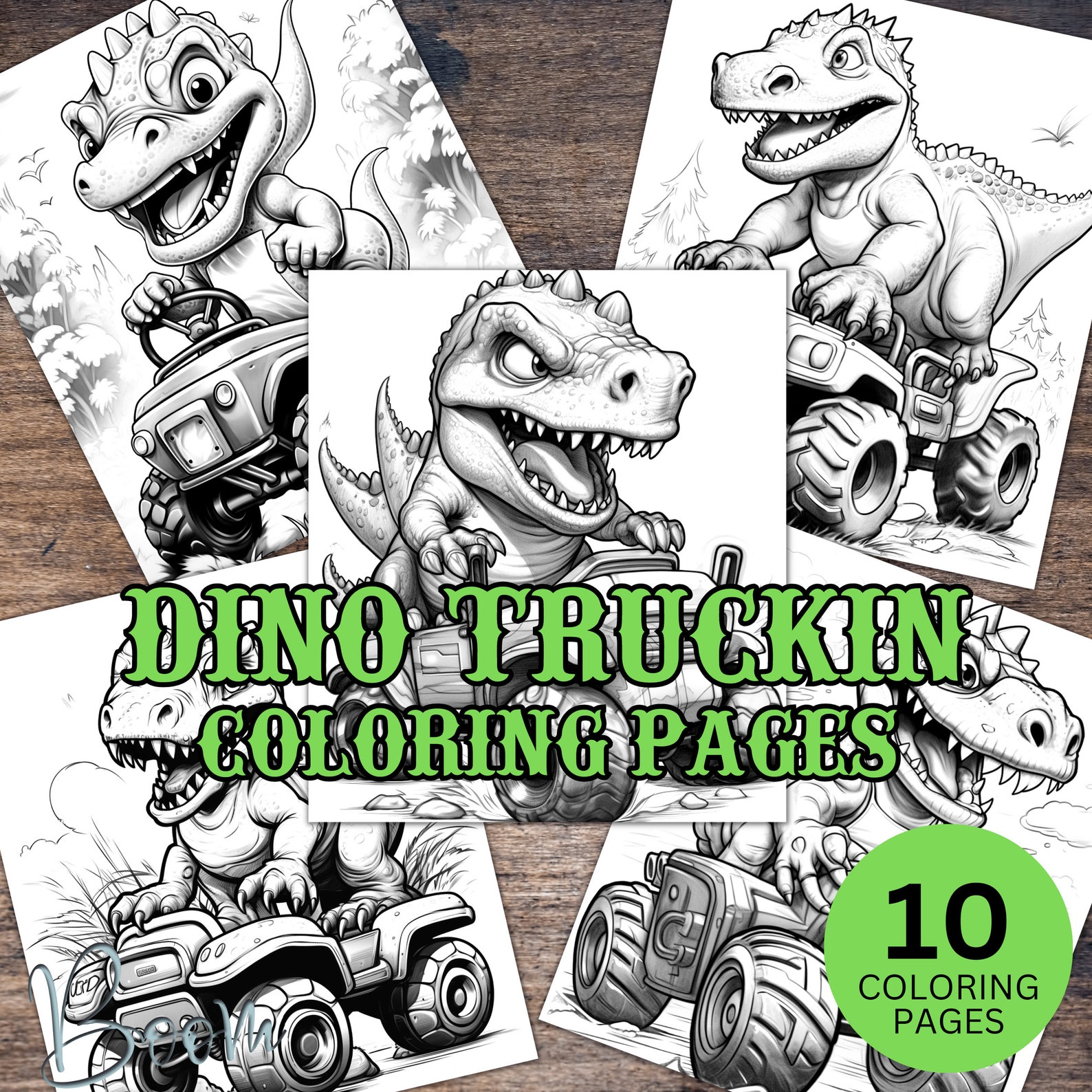 Dino Truckin Coloring Pages, 10 Dinosaurs, T-rex Coloring Pages ...