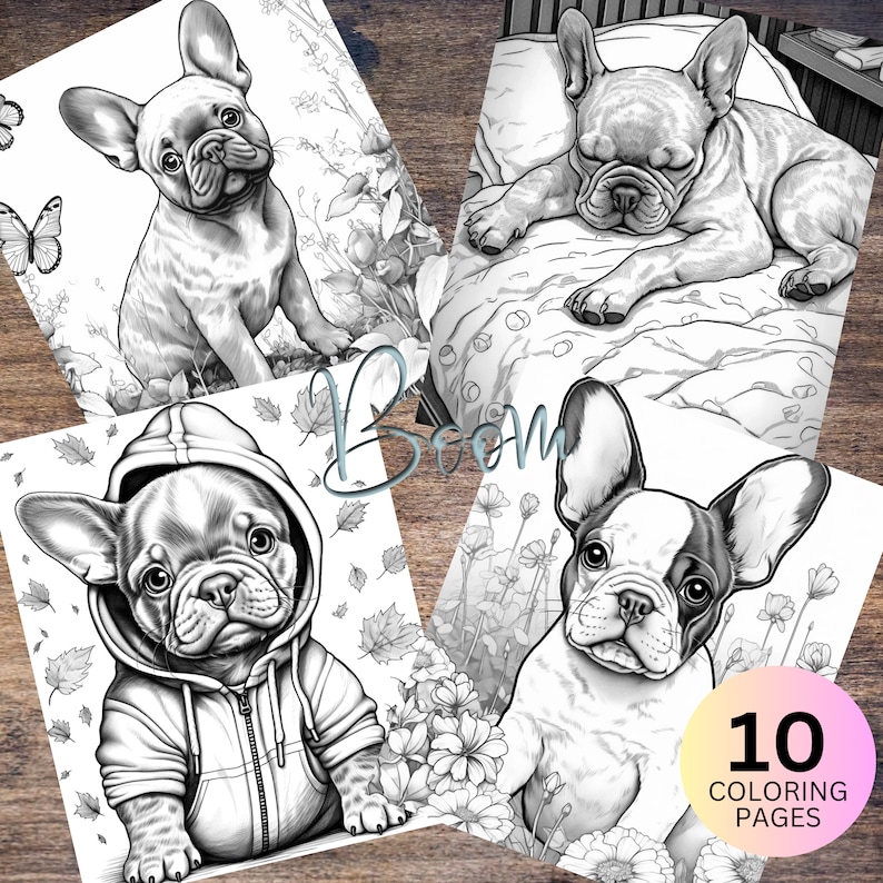 Frenchie Love for Kids Teens or Adults, French Bulldog Coloring Pages ...