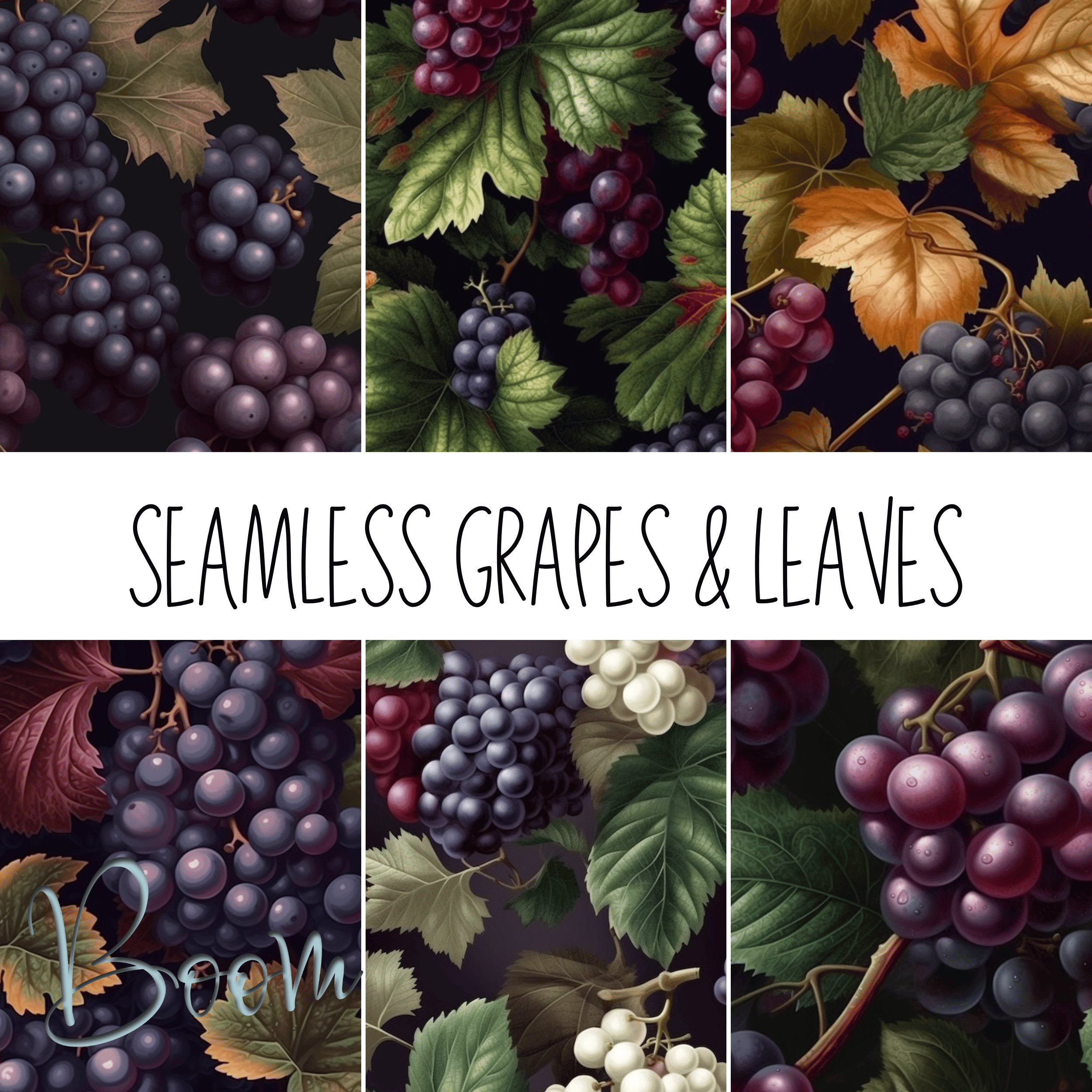 Seamless Grapes and Leaves, Seamless Pattern, Seamless Grapes, Grape ...