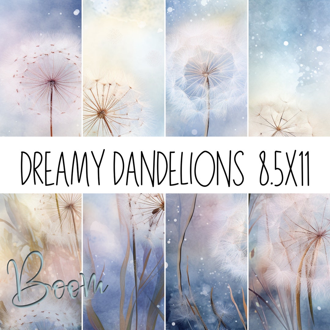 Dreamy Dandelion Seeds Digital Papers, 8.5 X 11, Scrapbooking Flowers ...