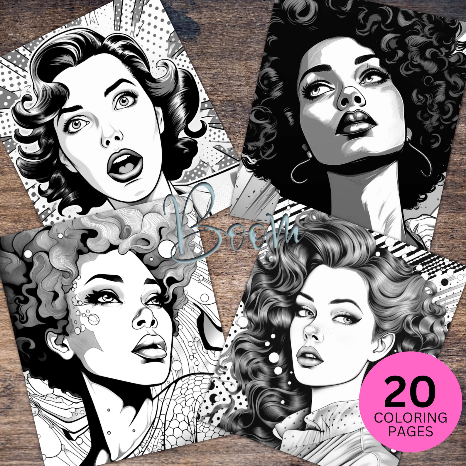 Pop Art Coloring Pages, Retro Comic Style Pop Art Coloring Pages, Retro ...