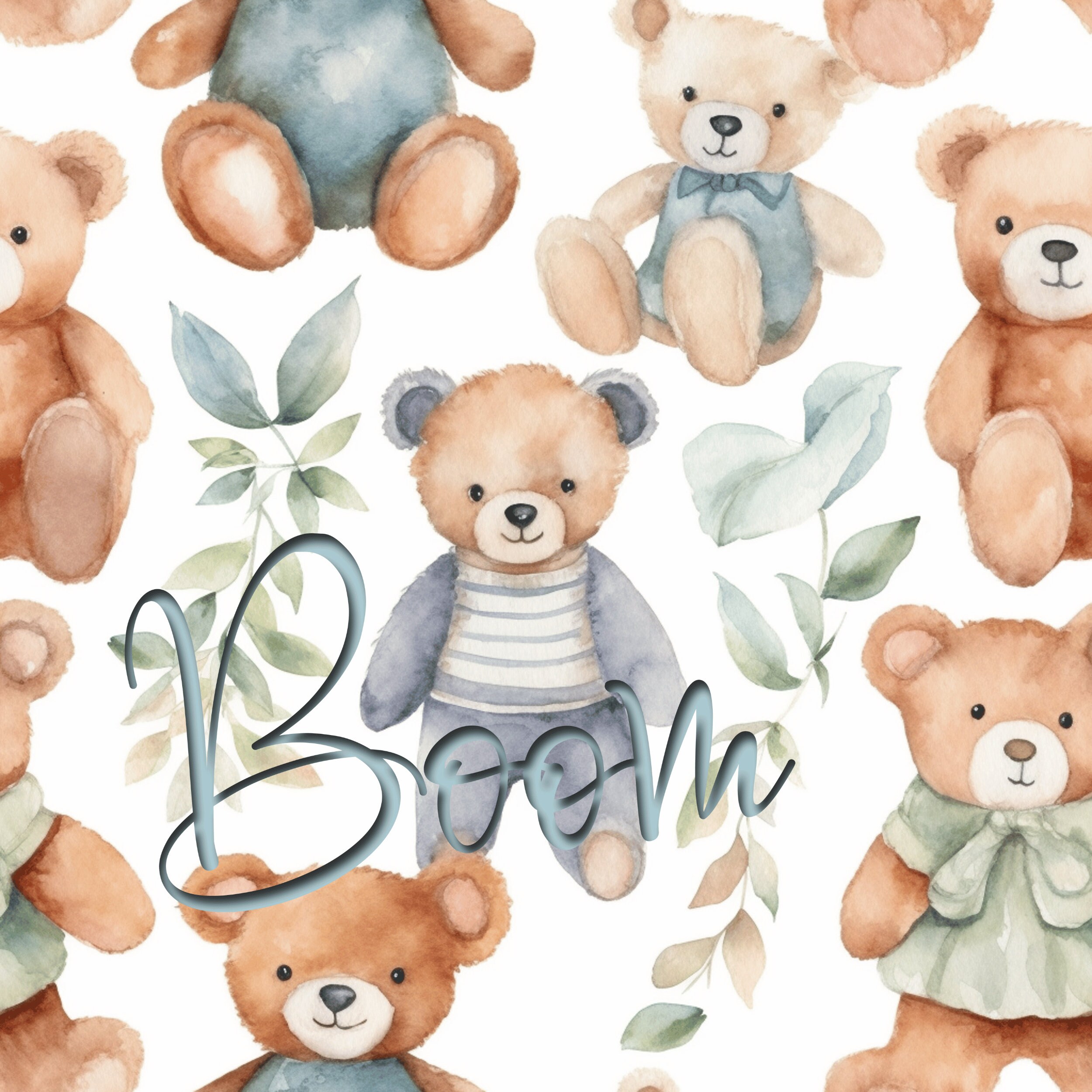Boho Nursery Teddy Bears Pattern, Seamless Teddy Bear Pattern ...
