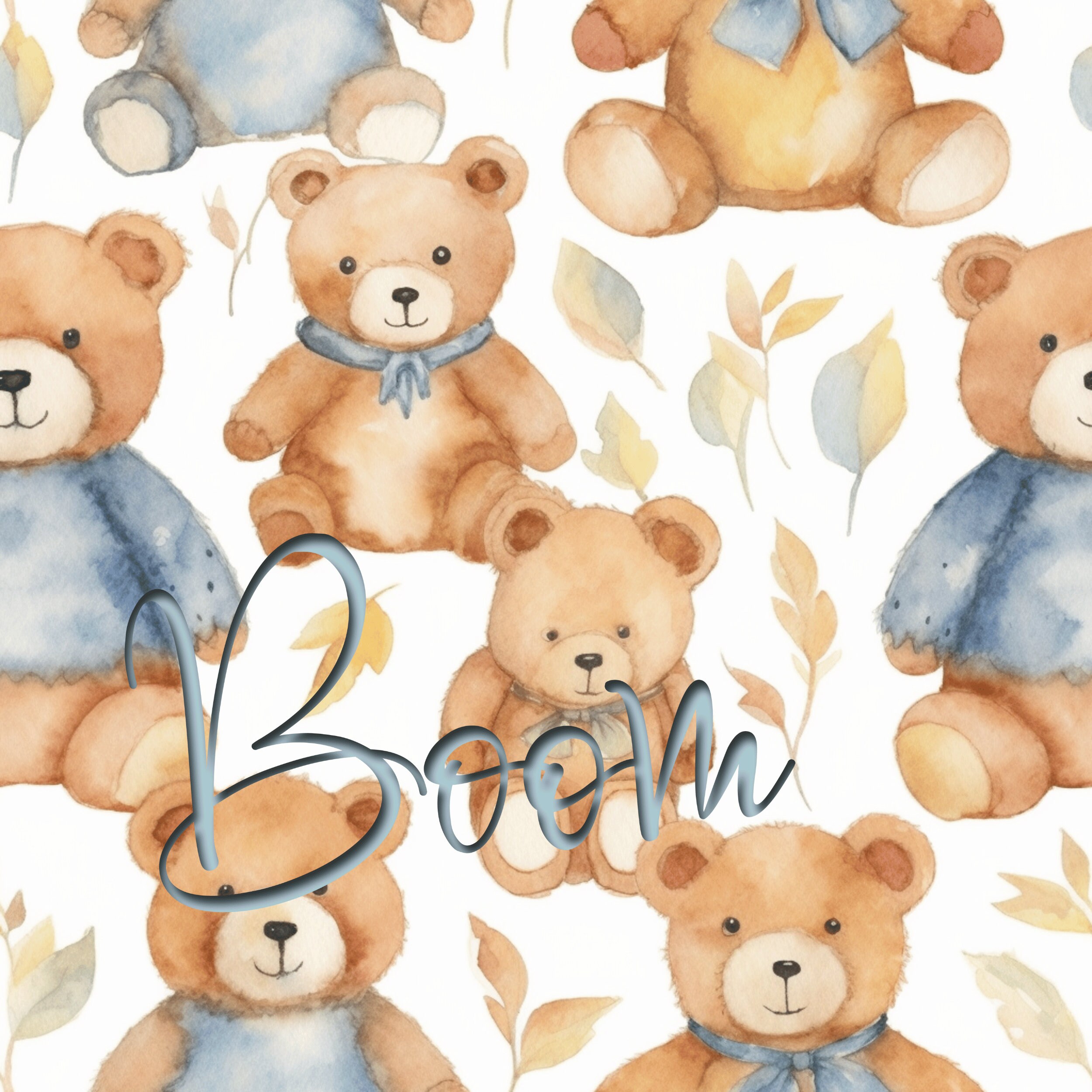 Boho Nursery Teddy Bears Pattern, Seamless Teddy Bear Pattern ...