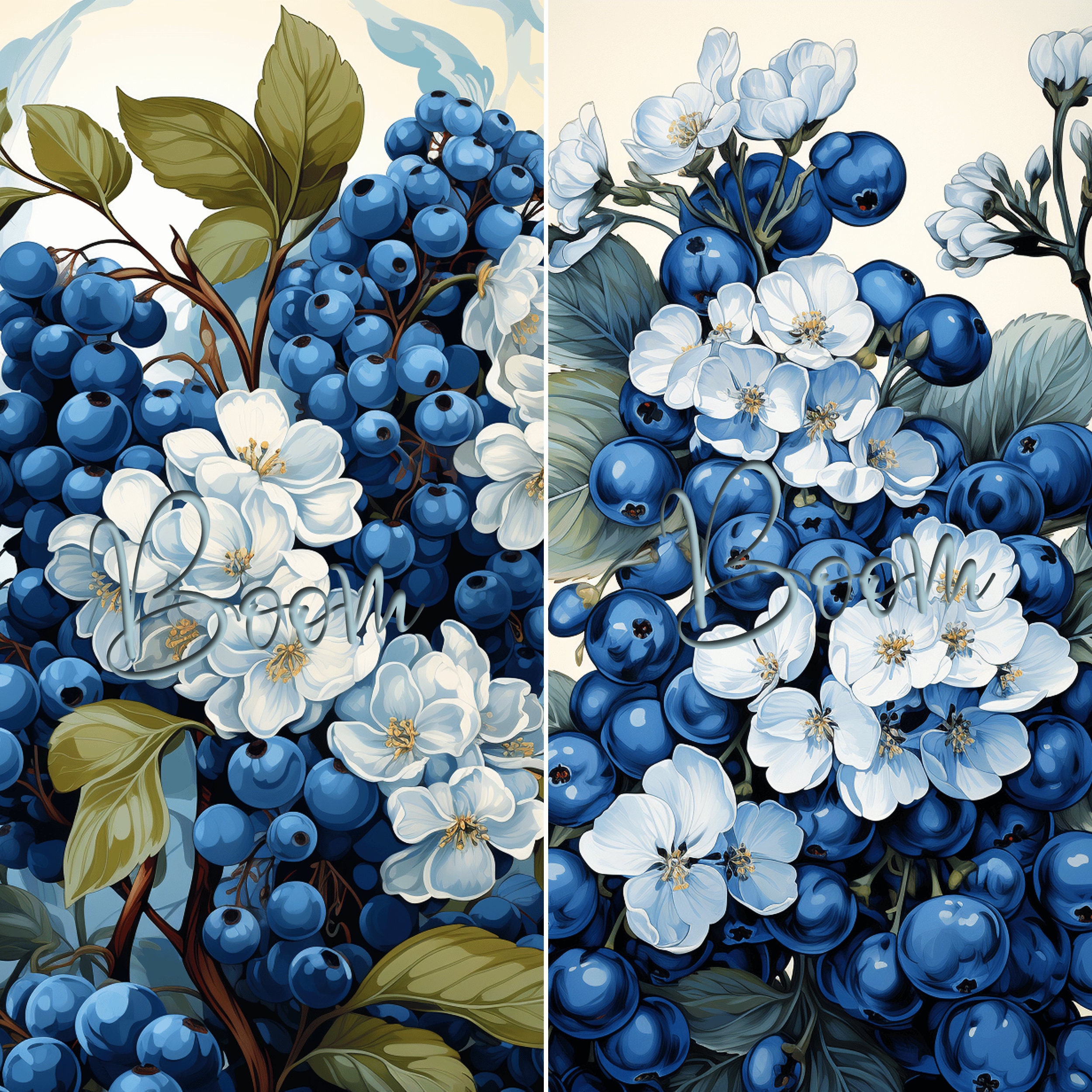 Vintage Blueberries, 8.5 X 11, Berry Pattern, Berry Lovers, Scrapbook ...