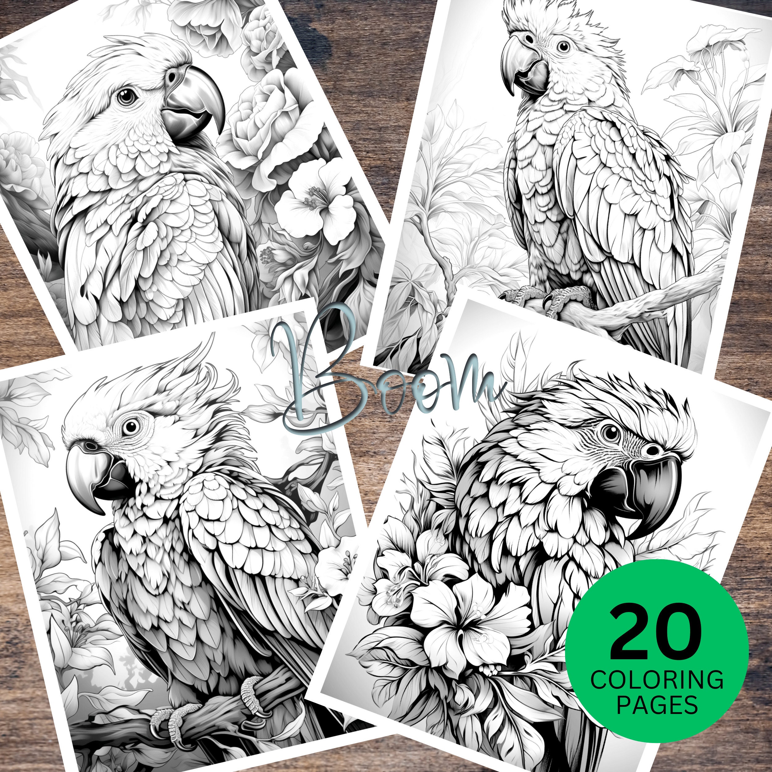 Parrots Coloring Pages, Exotic Parrots Coloring, 20 Grayscale Parrot ...