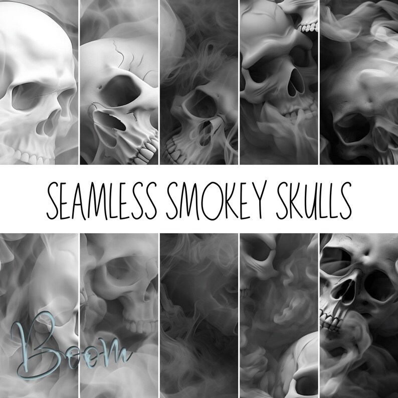 Seamless Smokey Skulls Digital Paper, Seamless Pattern, Seamless Skulls ...