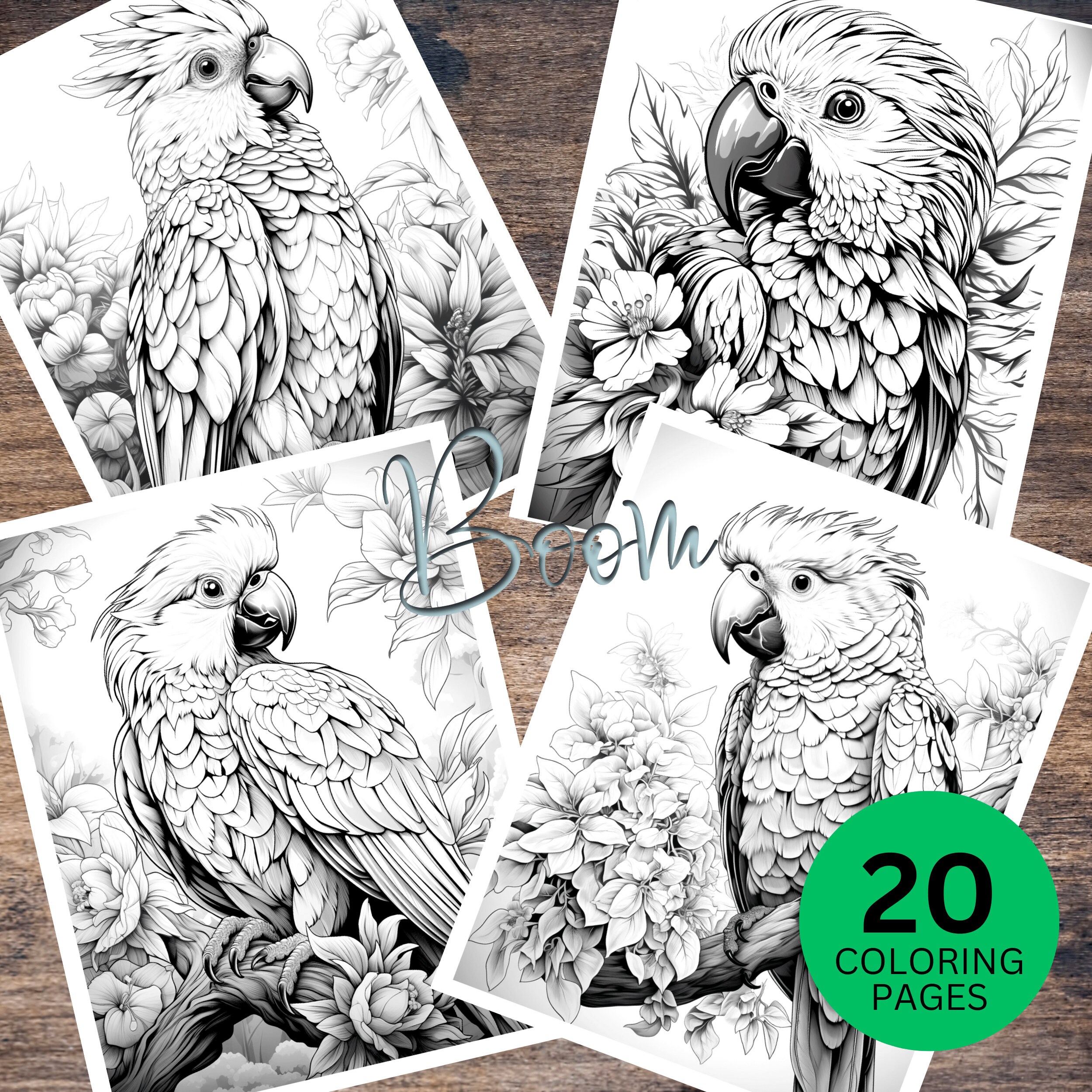 Parrots Coloring Pages, Exotic Parrots Coloring, 20 Grayscale Parrot ...