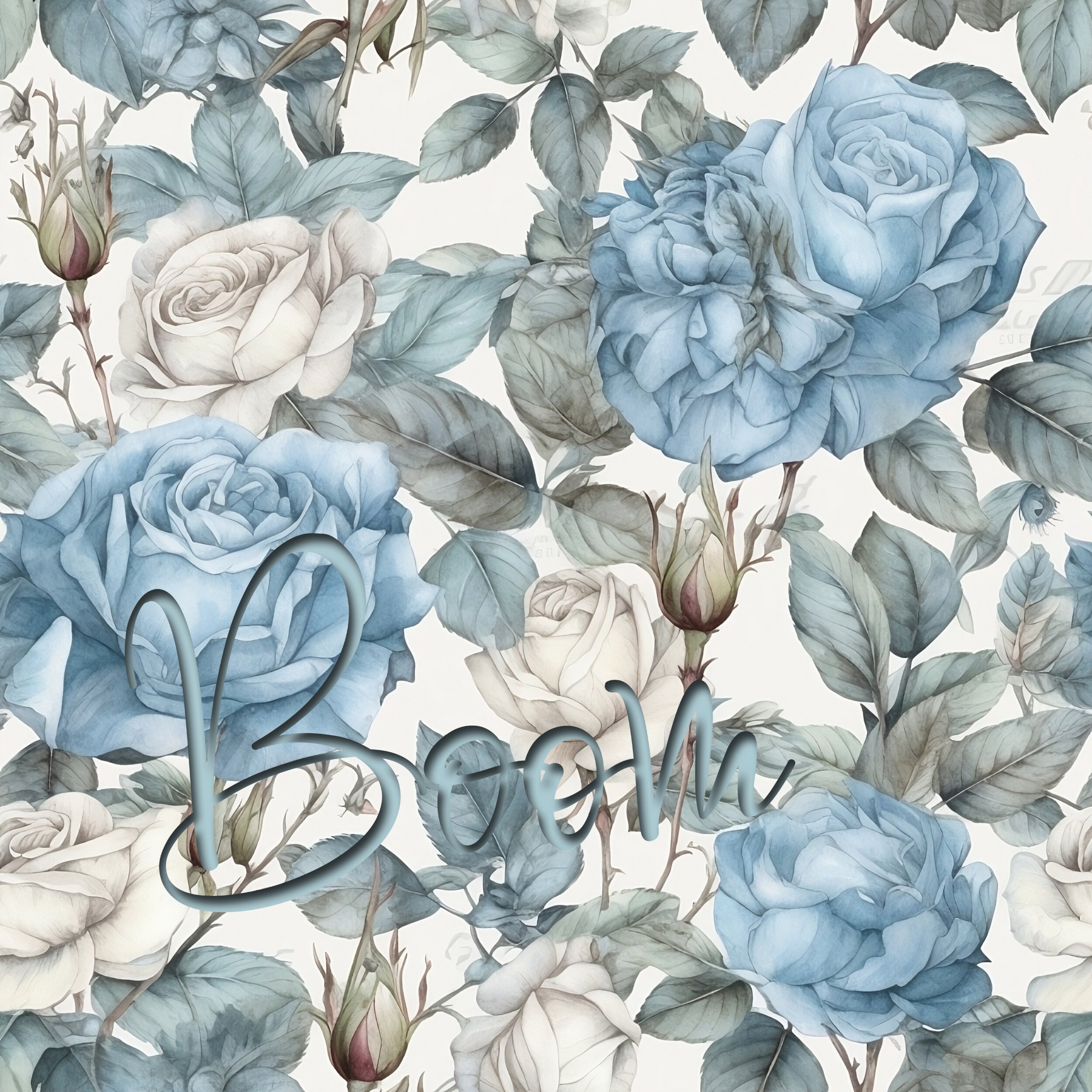 Vintage Style Blue and White Roses Digital Paper Seamless - Etsy