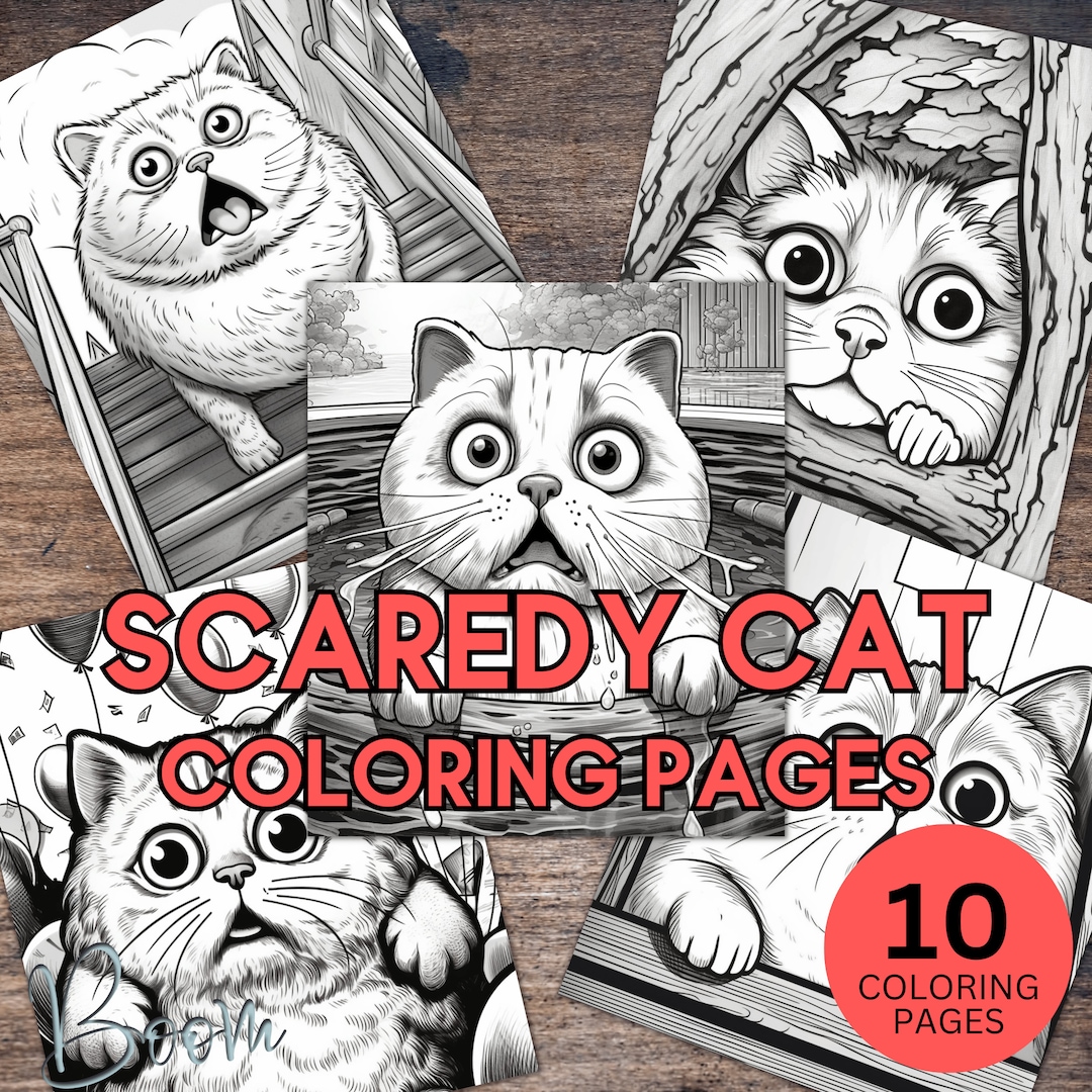 Scaredy Cats Coloring Pages for Kids Teens or Adults, Cats Coloring ...