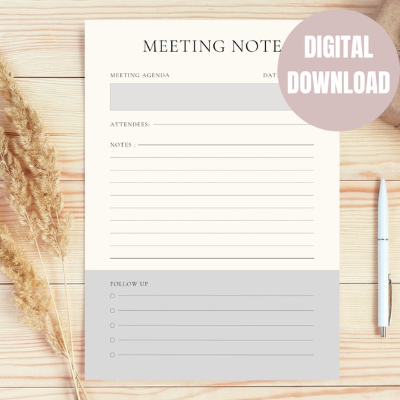 Printable Digital Download Meeting Notes Simple - Etsy