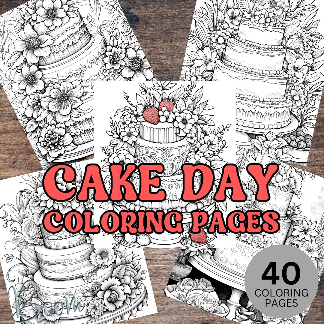 Cake Day Coloring Pages, Party Cakes, Celebration Cakes Coloring Pages ...