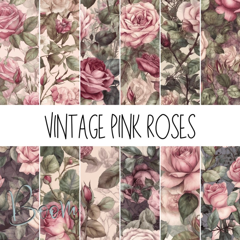 Roses Digital Paper - Etsy