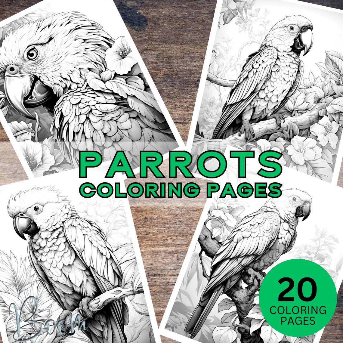 Parrots Coloring Pages, Exotic Parrots Coloring, 20 Grayscale Parrot ...