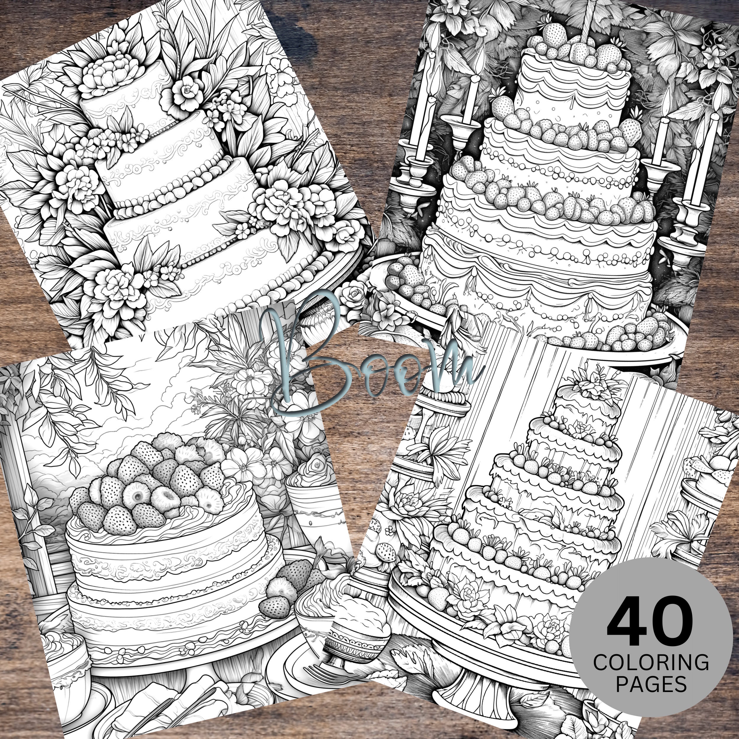 Cake Day Coloring Pages Party Cakes Celebration Cakes - Etsy