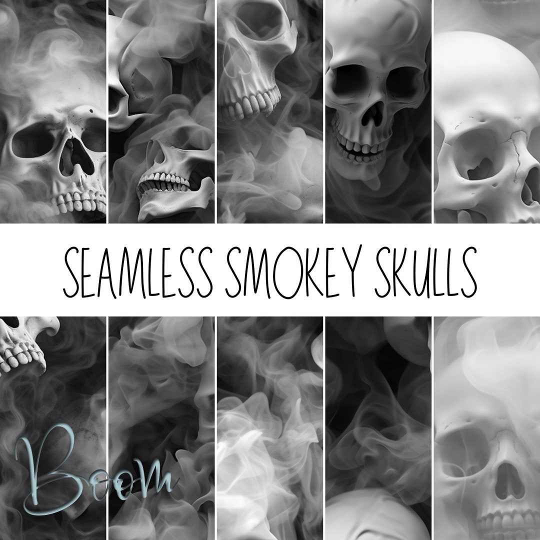 Seamless Smokey Skulls Digital Paper, Seamless Pattern, Seamless Skulls ...