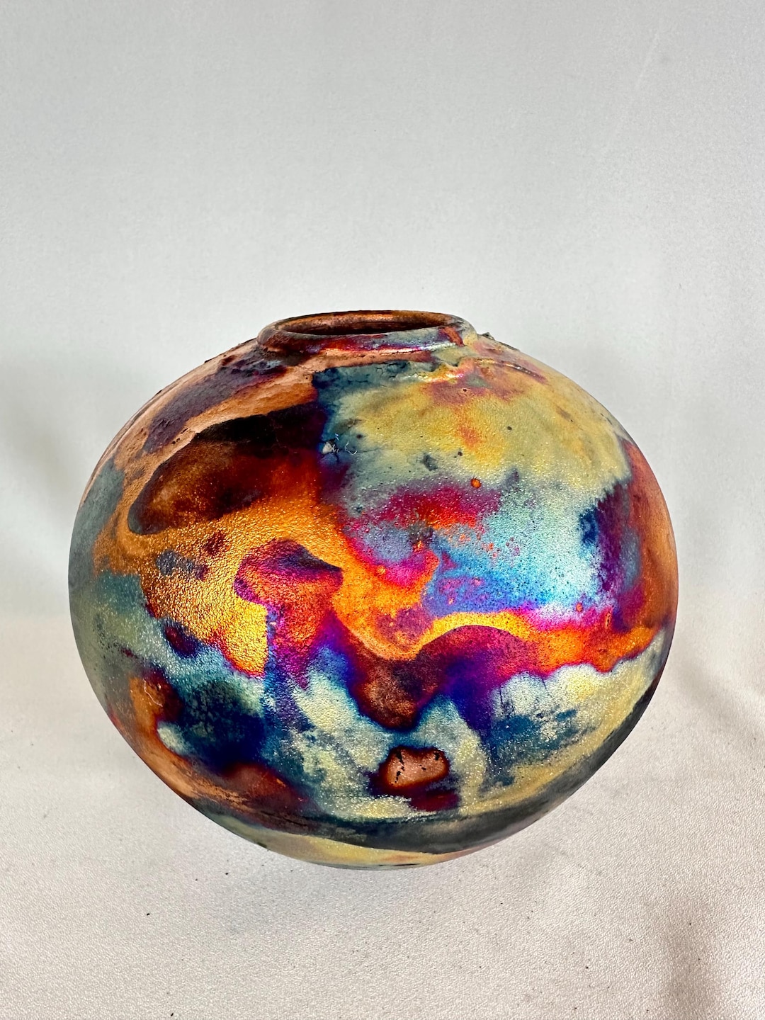 Raku Copper Matte Vase 7 X 7 - Etsy