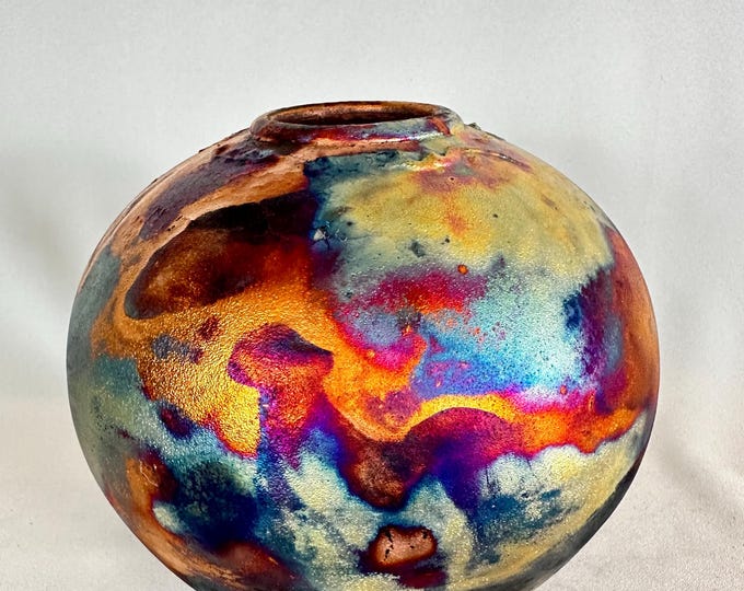 Raku Copper Matte Vase 7 X 7 - Etsy