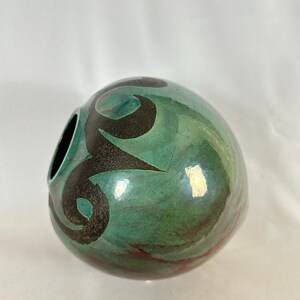Raku Emerald Green & Copper Carved Design Vase 8x7 - Etsy