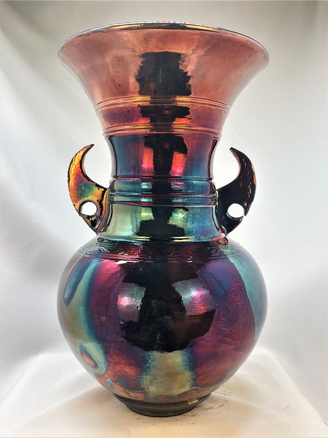 Raku Candy Luster empress Vase - Etsy