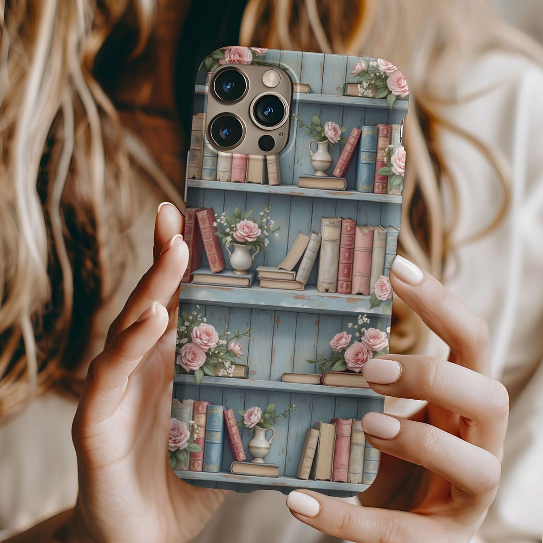 Vintage Bookshelf Book Lover Phone Case for iPhone 16 15 14 Pro Max and ...