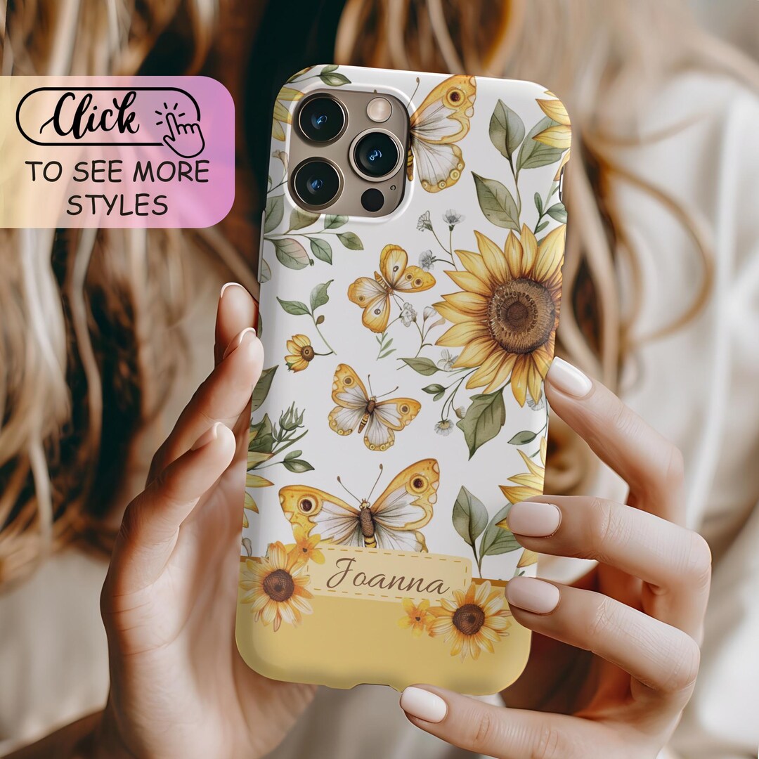 Personalized Sunflower Butterflies Phone Case,customized iPhone 15 14 ...