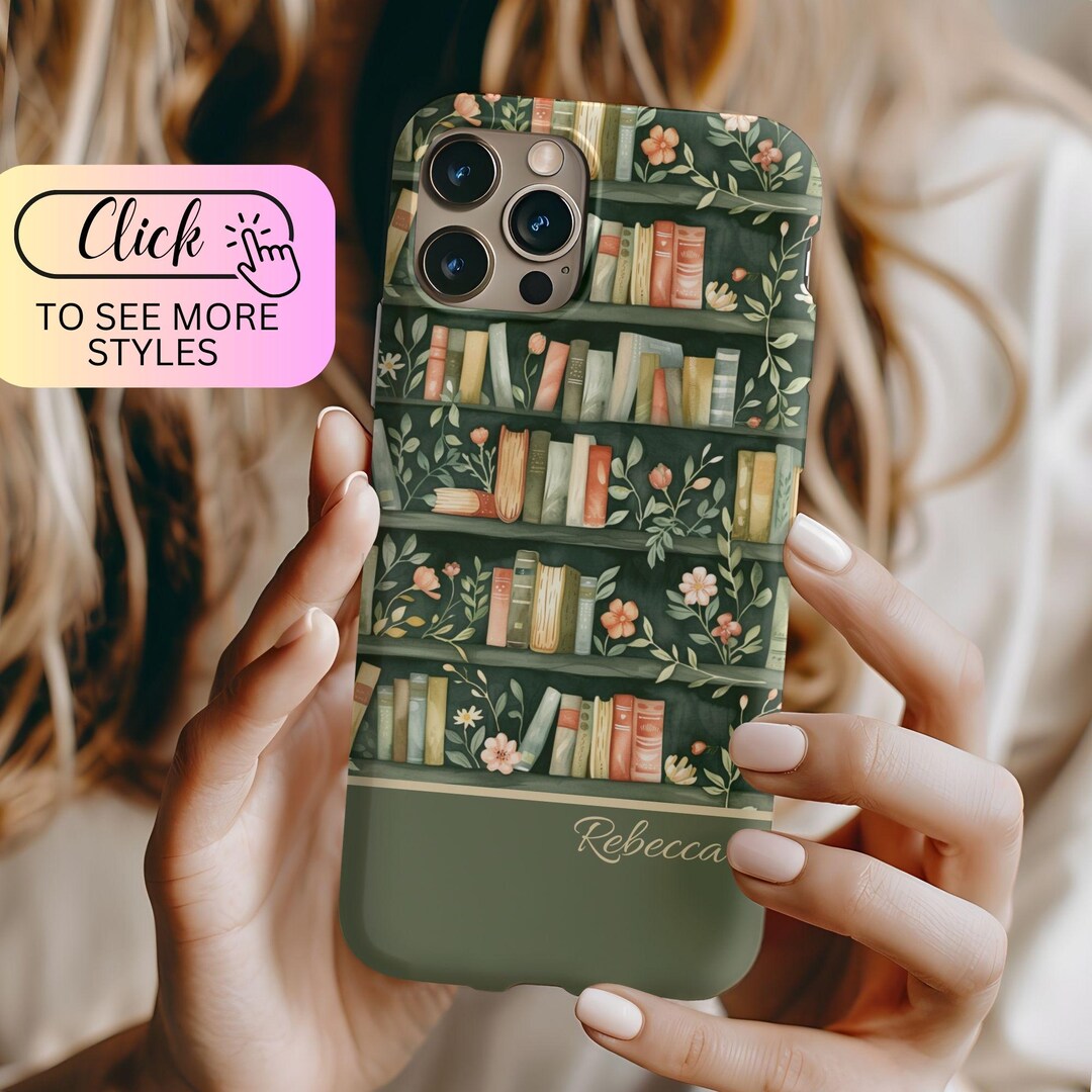 Custom Vintage Bookshelf Book Lover Phone Case for iPhone 15 14 13 Pro ...